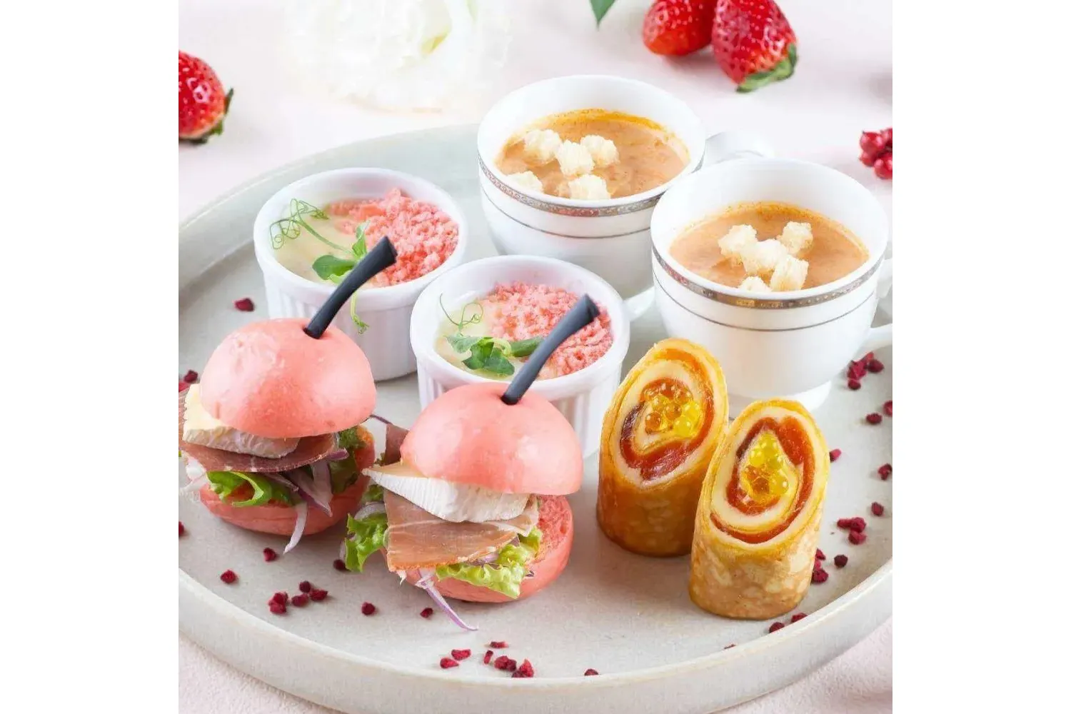 Pinky White Strawberry Afternoon Tea